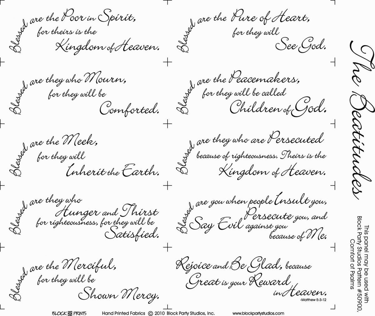 Comfort of Psalms Beatitudes Quilt Pattern & Fabric Panel Kit ...