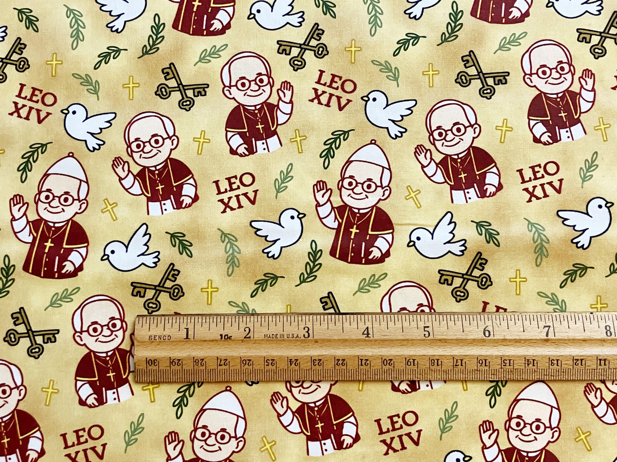 Leo XIV Holy Wave Gold/Burgundy Cotton Fabric – Heavenly Fabric Shop