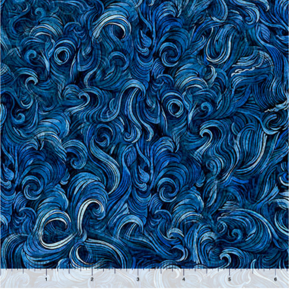 Deep Sea Dazzle Waves Navy Blender Cotton Fabric – Heavenly Fabric Shop