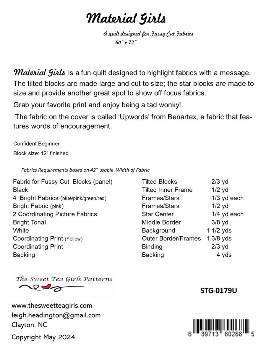 Material Girls Quilt Pattern – Heavenly Fabric Shop