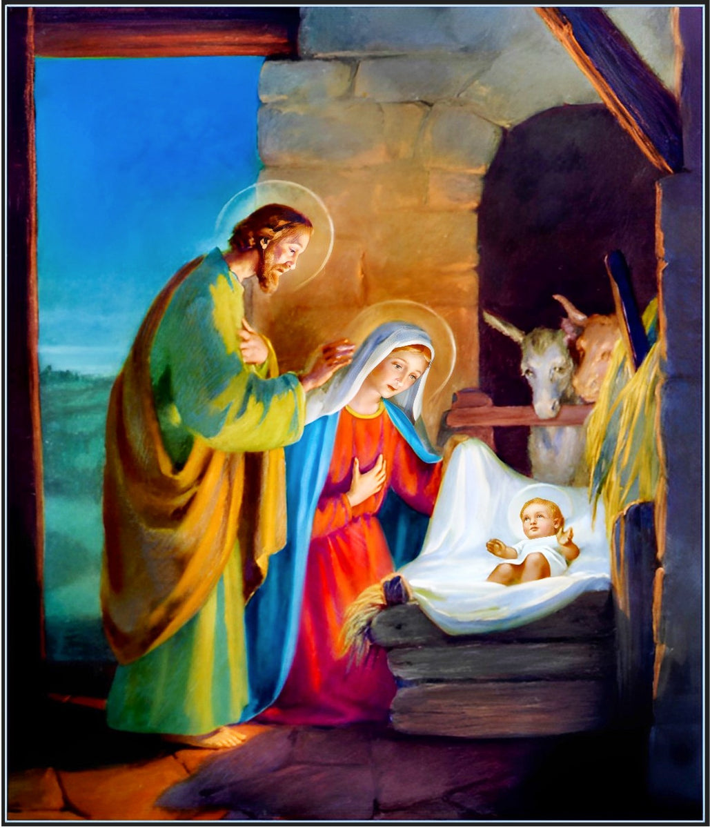 Vintage Joyful Nativity Cotton Fat Quarter Panel – Heavenly Fabric Shop