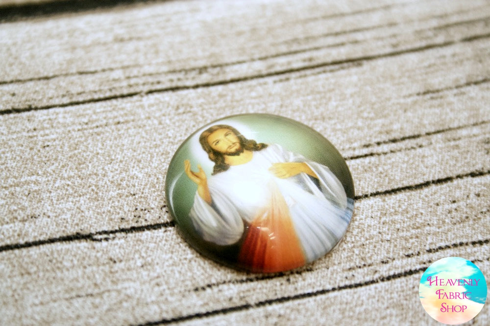 Divine Mercy Jesus Glass Dome Cabochons 6ct – Heavenly Fabric Shop