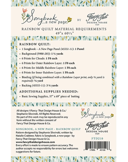 Songbook A New Page Rainbow Quilt Pattern – Heavenly Fabric Shop